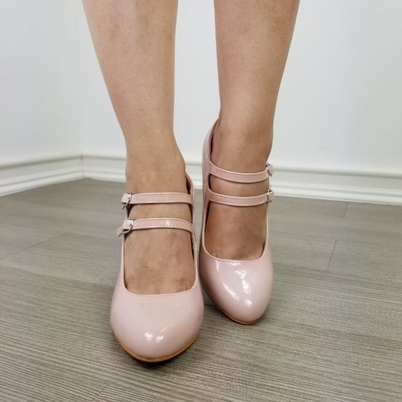 Shoes | Double Strap Patent Rose Pink Heels | Poshmark